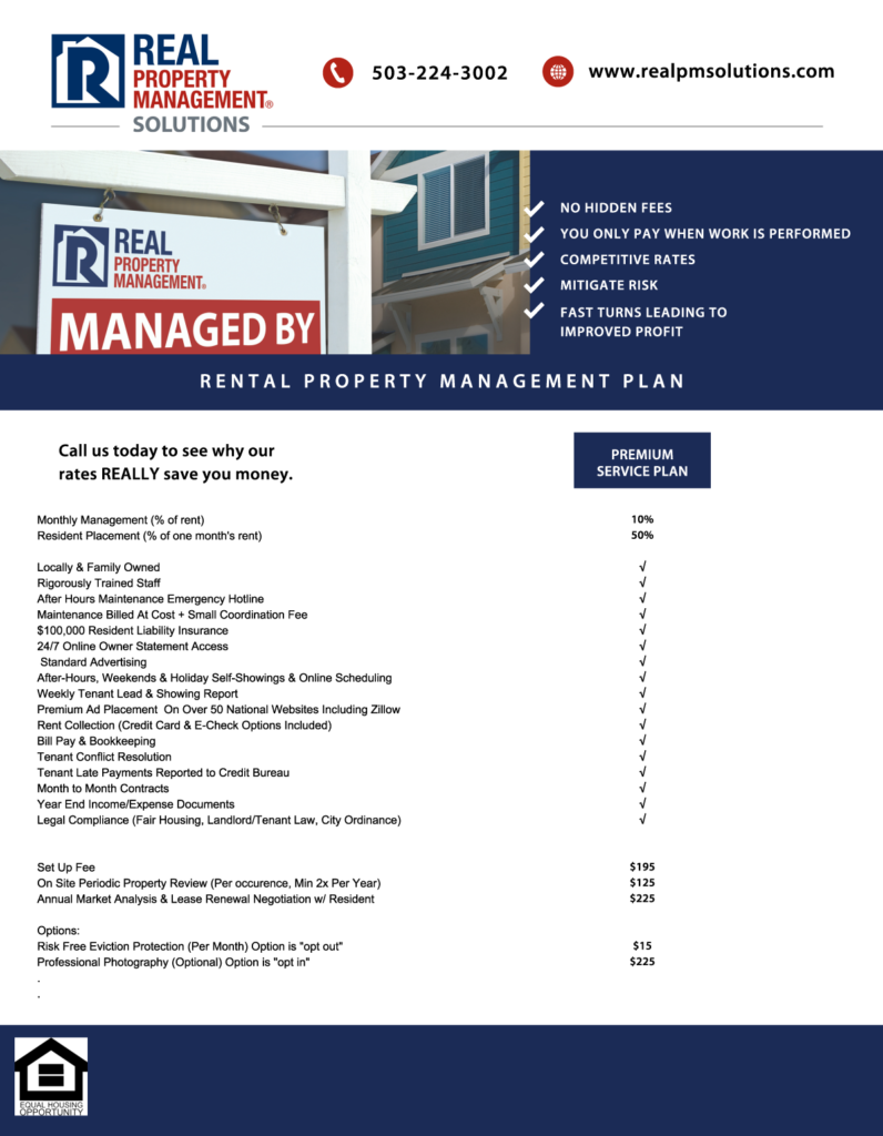 Property Management Pricing and Fees | RPM Solutions | Portland OR